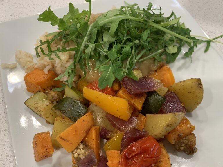 Oil Free Oven Roasted Vegetables & Chickpeas - Nutmeg Notebook